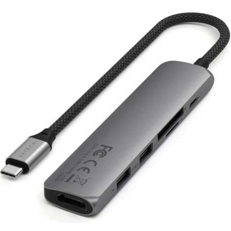 HUB Satechi 6-in-1 USB-C Slim Multiport Adapter 4K Space Gray (ST-P6SM ...